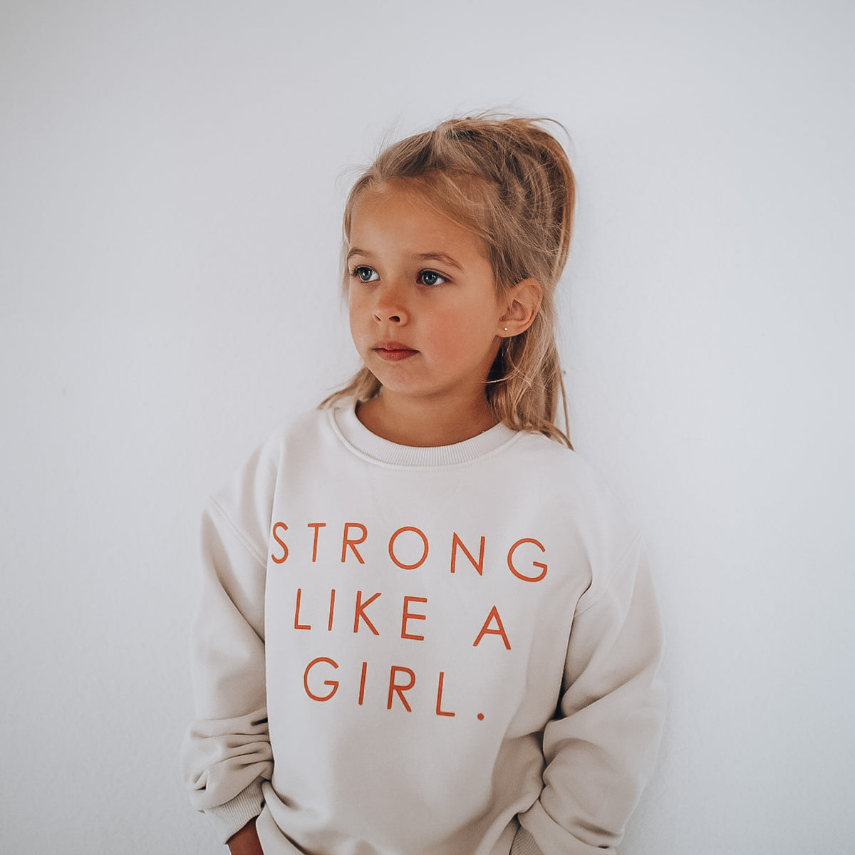STRONG LIKE A GIRL pullover | in peach |oversized drop shoulder | KIDS ...