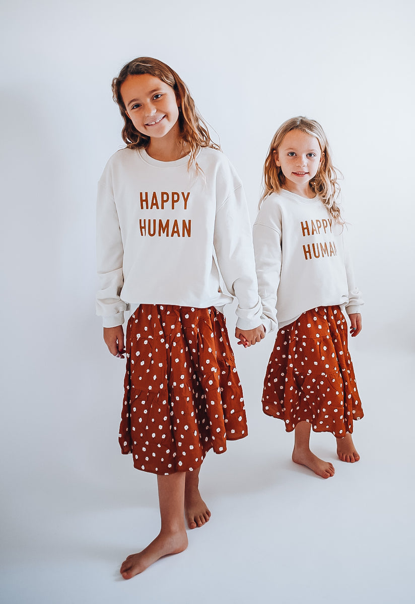 HAPPY HUMAN pullover | oversized drop shoulder | KIDS – Minimalist Folk Co.
