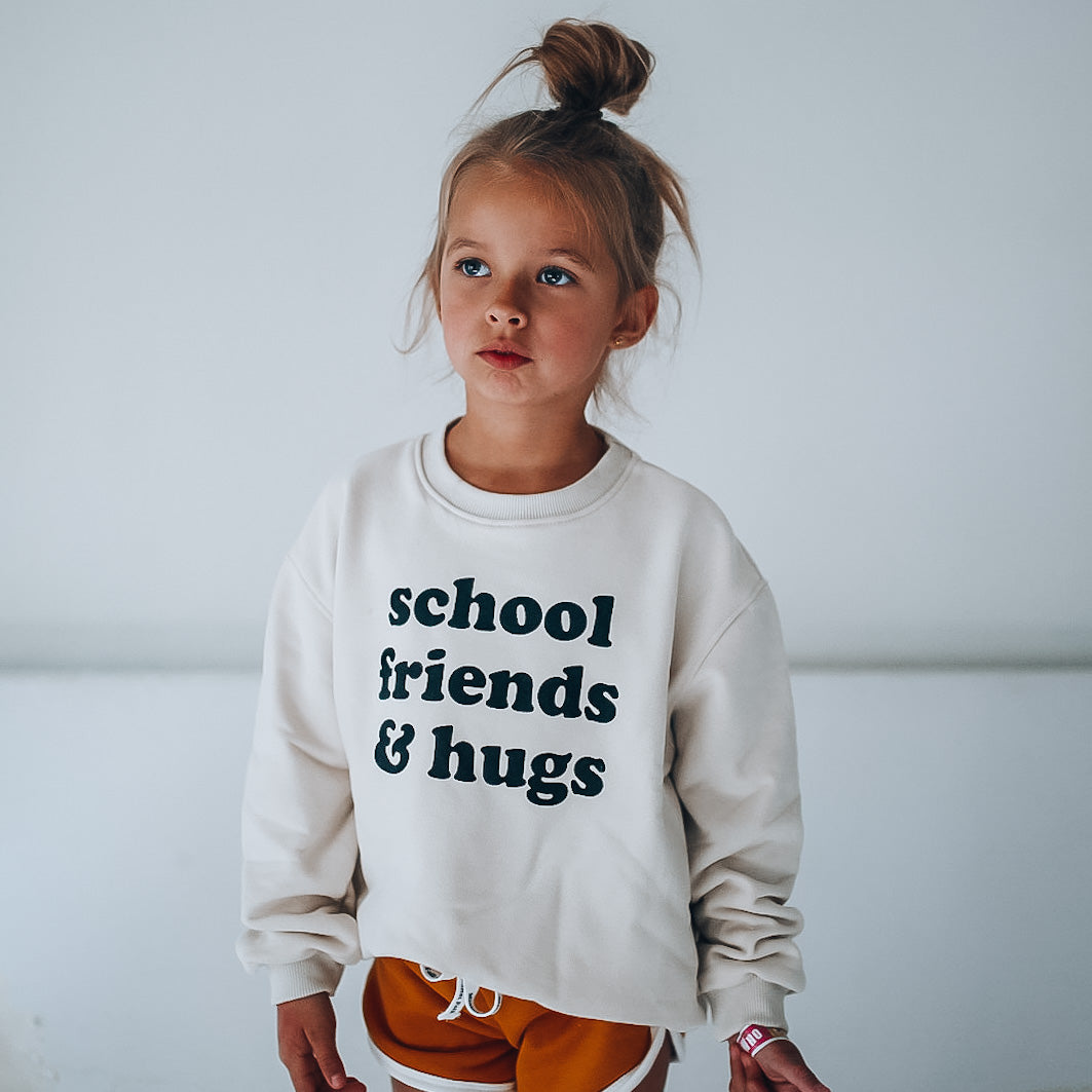 SCHOOL FRIENDS & HUGS | in black |oversized drop shoulder | KIDS ...